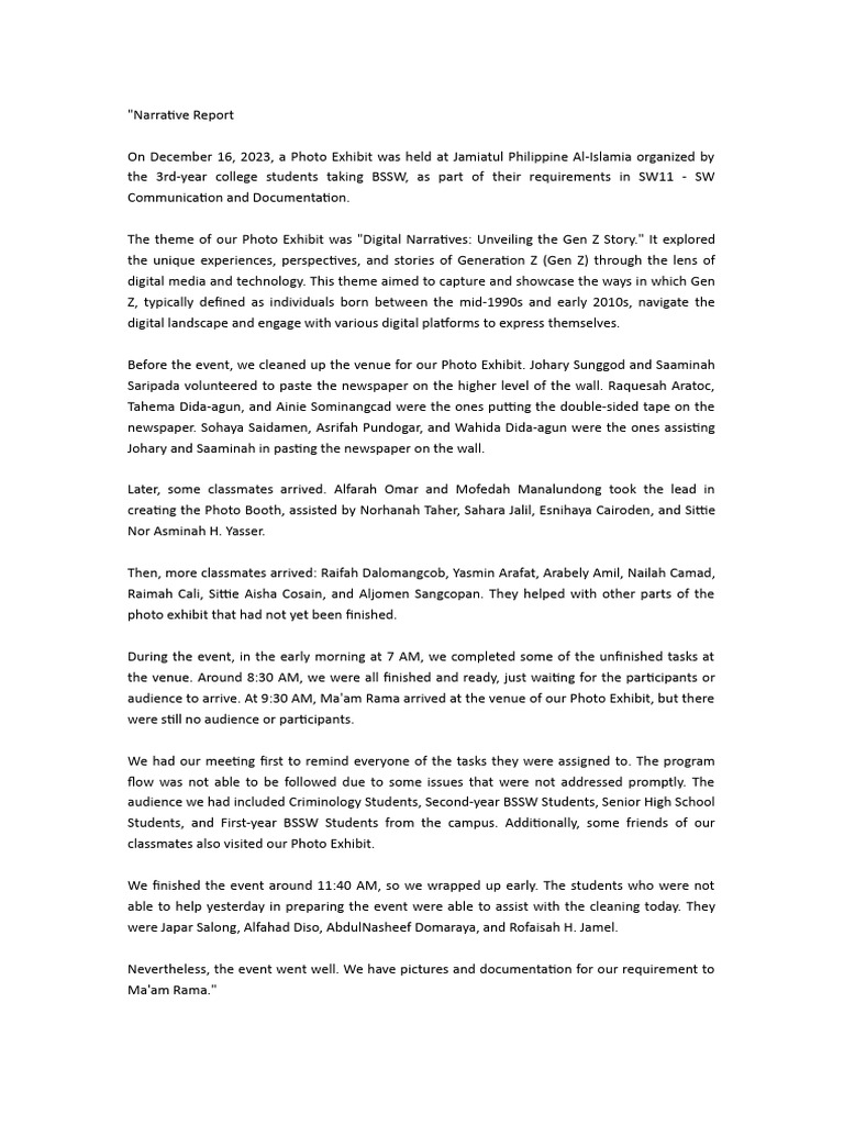 Narrative Report | PDF