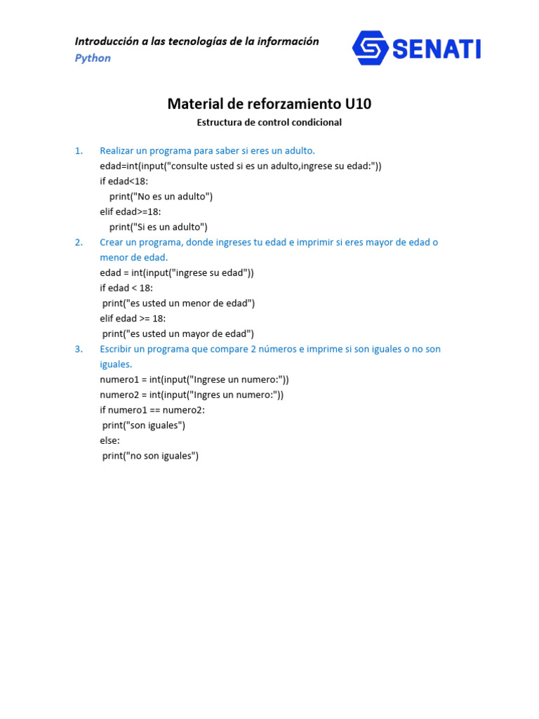 Ejercicios Básicos de Python | PDF | Python (lenguaje de programación) | Programación de ...