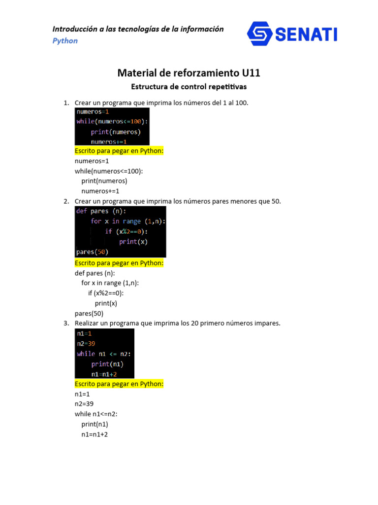 Programas básicos en Python | PDF | Python (lenguaje de programación) | Informática