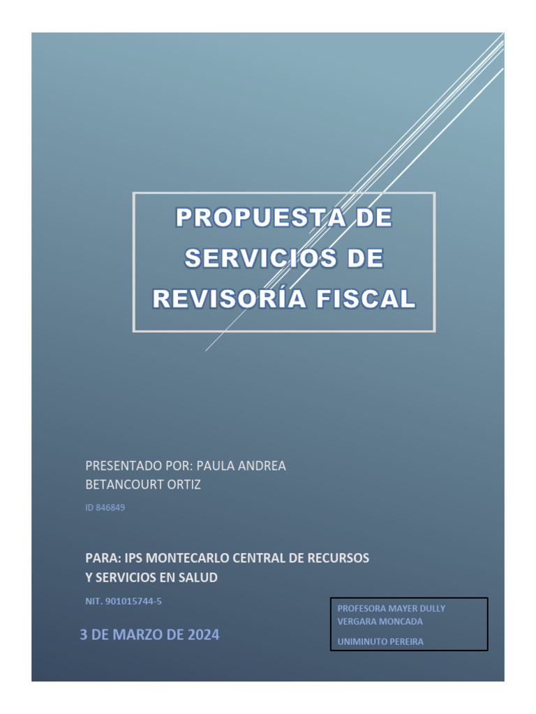 Actividad 3 Propuesta De Revisoria Fiscal Pdf Auditoría