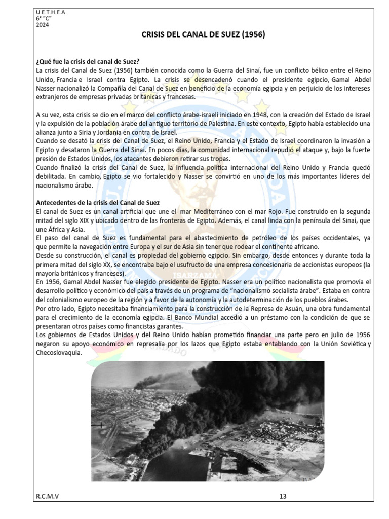 Crisis del Canal de Suez 1956 | PDF | Crisis de Suez | Egipto