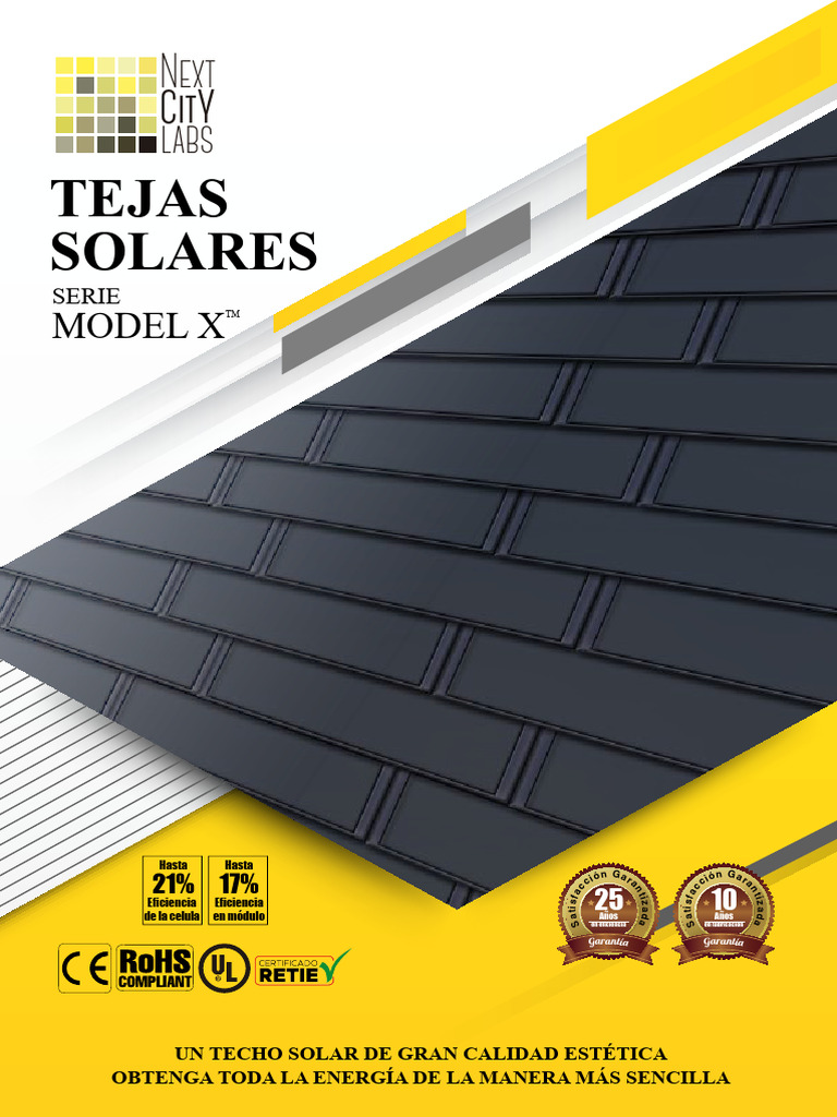 Brochure NCL Tejas Solares Model X-1 | PDF | Energía solar | Célula solar