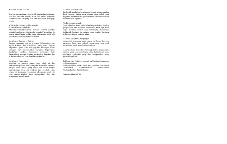 Doa Pembuka Workshop Pendidikan | PDF