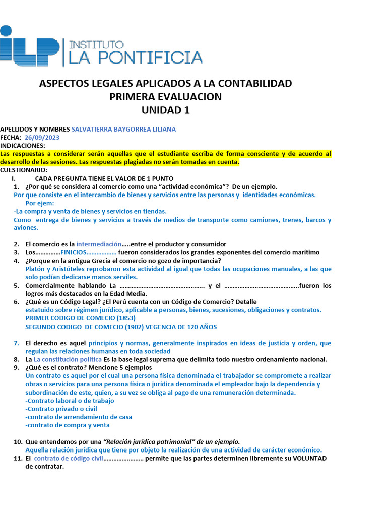 Examen de Aspectos Legales | PDF | Derecho laboral | Economias
