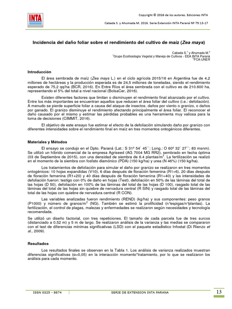 Daño Por Granizo | PDF | Botánica | Plantas