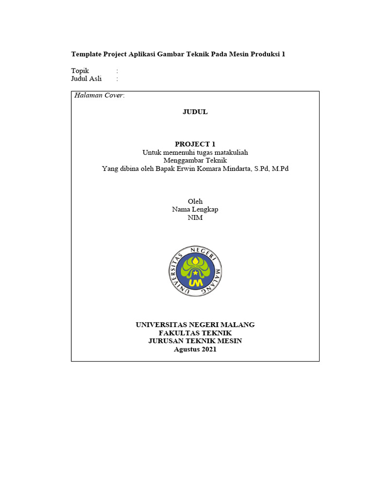 Template Aplikasi Gambar Teknik Mesin | PDF