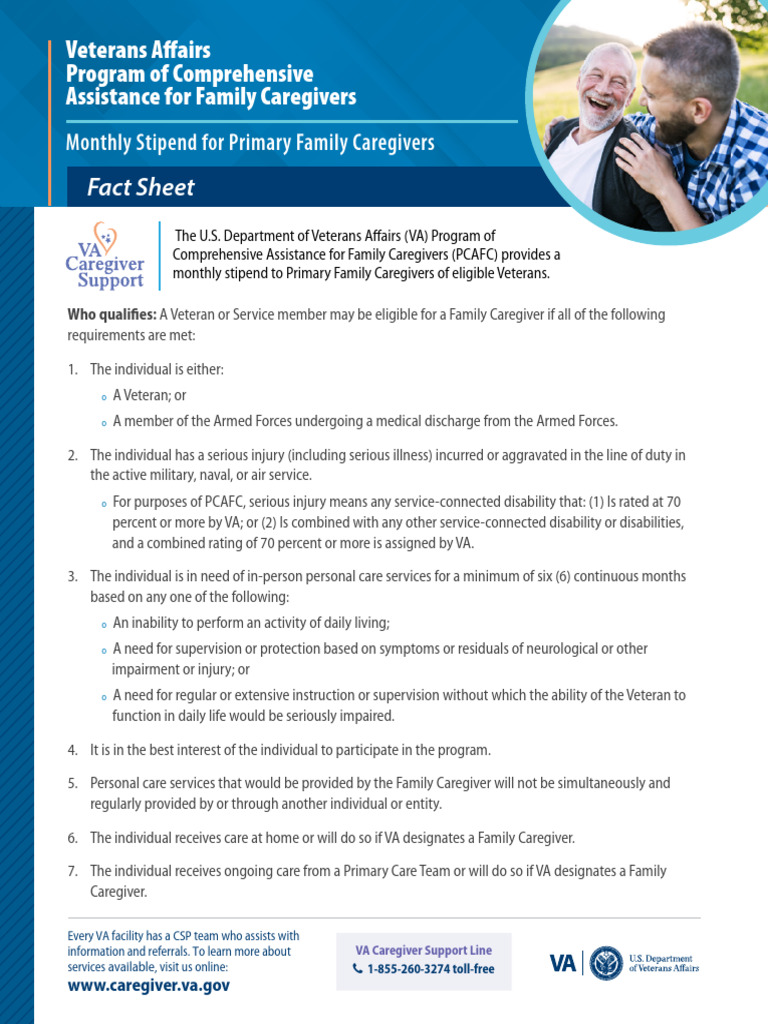 Monthly Caregiver Stipend Factsheet | PDF | United States Department Of ...