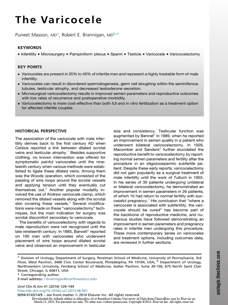 The Varicocele | PDF | Testicle | Infertility
