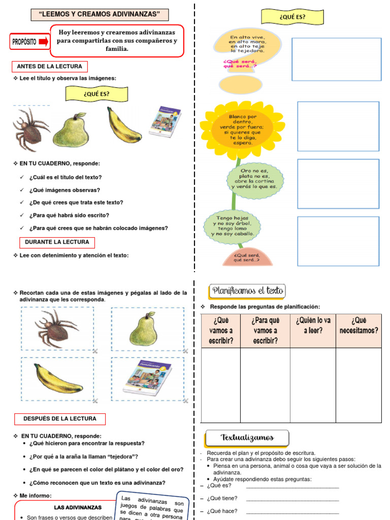 Ficha Leemos y Creamos Adivinanzas | PDF | Cognición | Aprendizaje