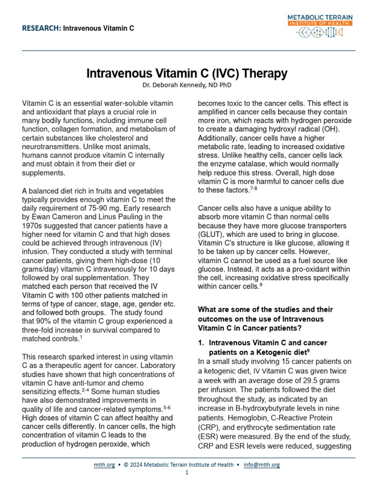 Intravenous Vitamin CTherapy | PDF | Vitamin C | C Reactive Protein