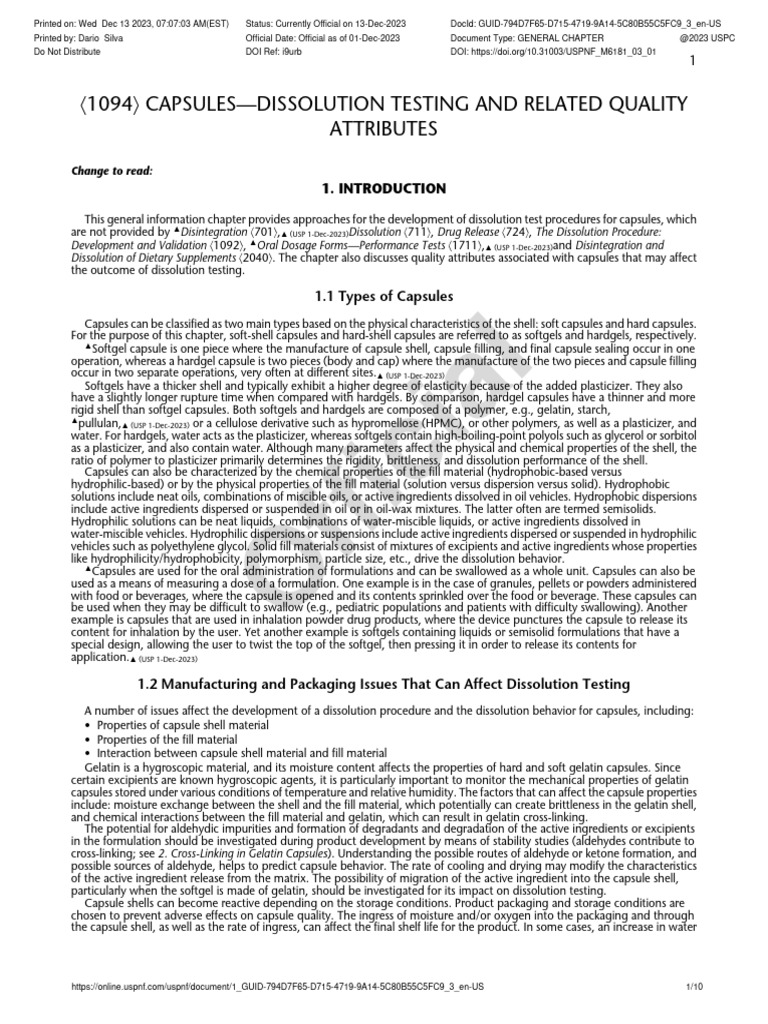 Capsule Dissolution Testing Guidelines | PDF | Pharmaceutical ...