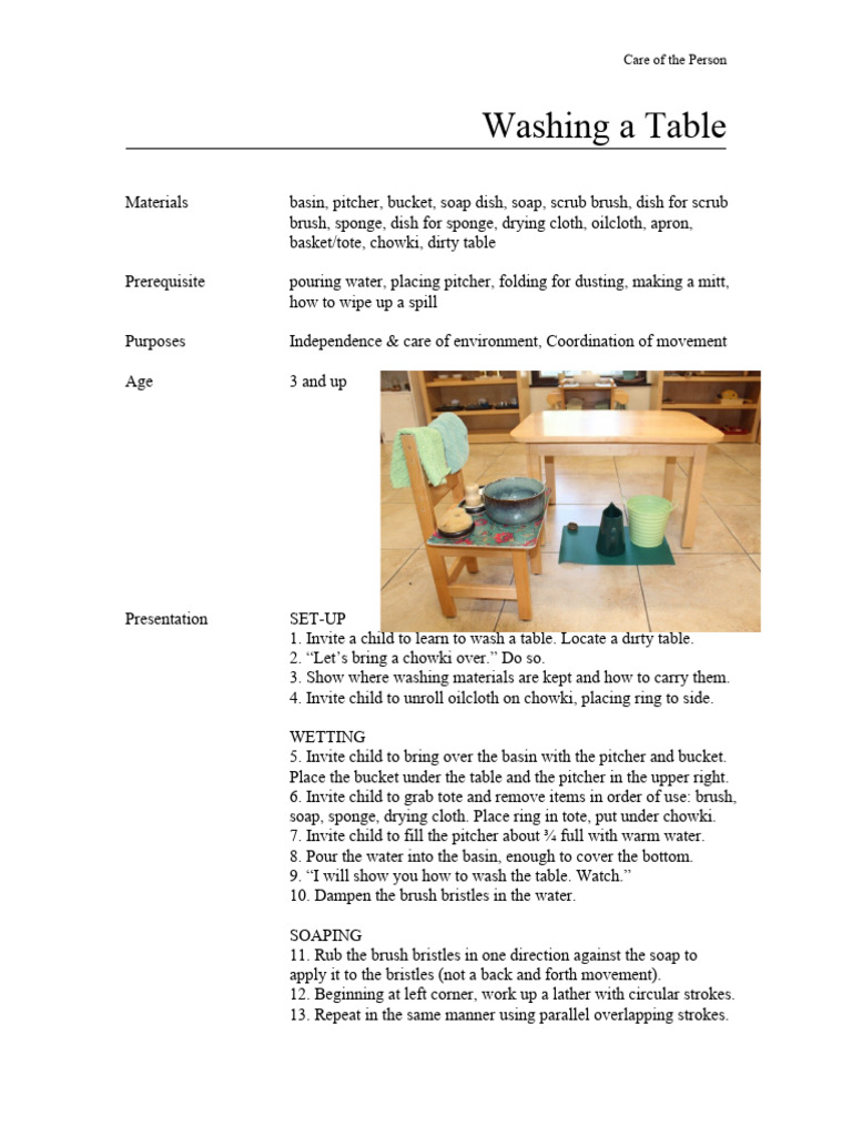 Washing A Table MC | PDF | Brush