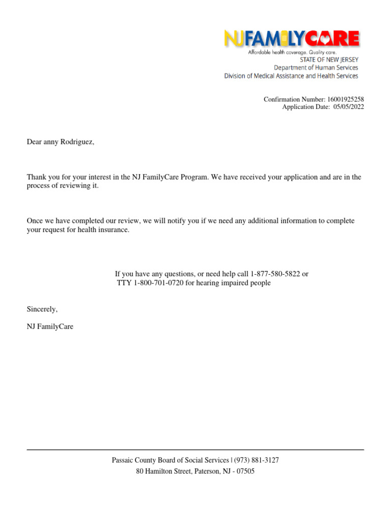 NJ Familycare Application | PDF