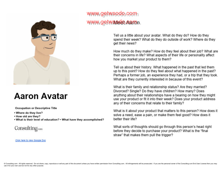 Client Avatar Worksheet | PDF