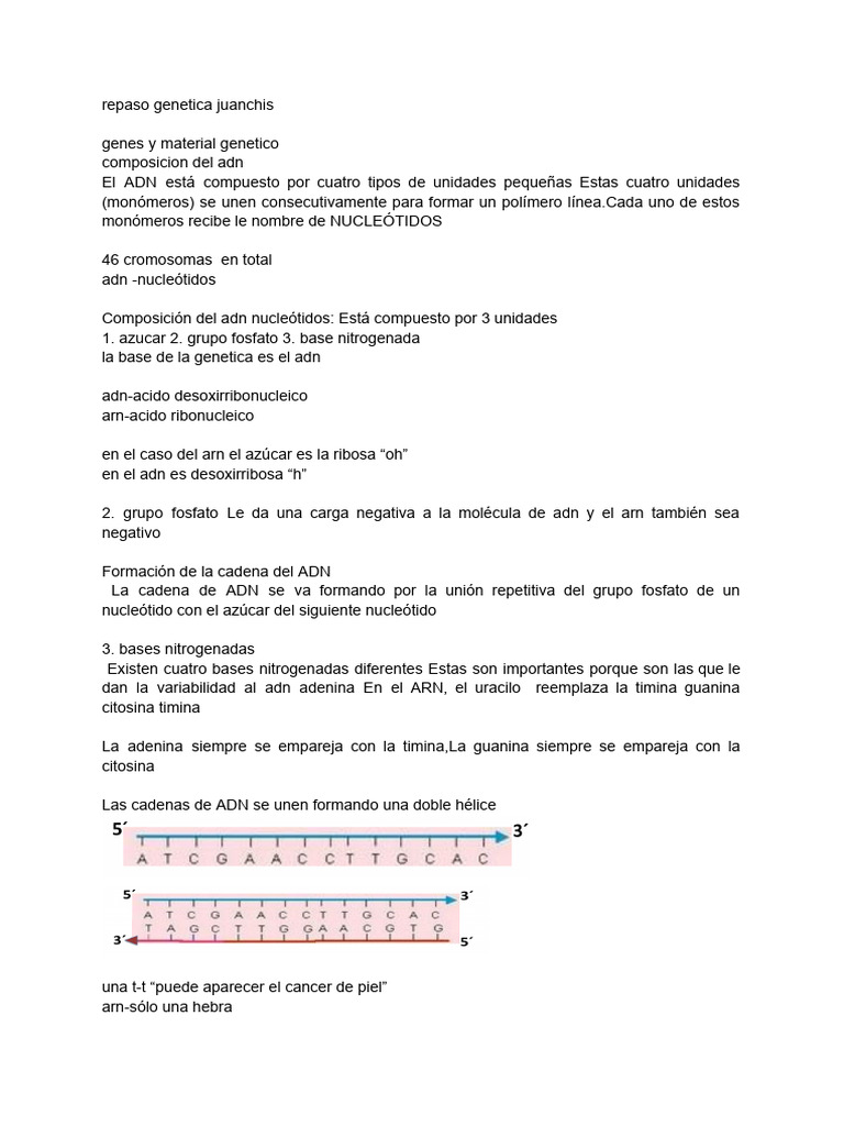 Repaso Genetica General | PDF | Adn | Codigo genetico