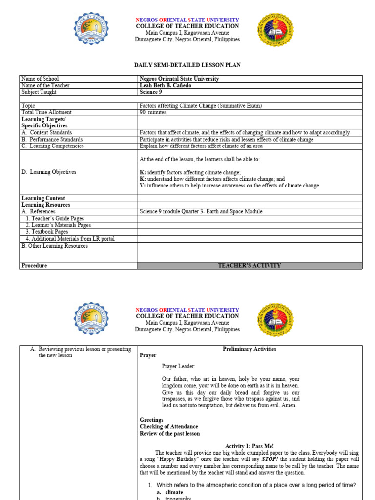 Climate Change Lesson Plan | PDF | Altitude | Precipitation