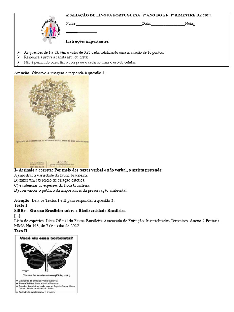 Prova - 8 - LP - 1º BIMESTRE - 2024 | PDF | Entrevista | Labirinto