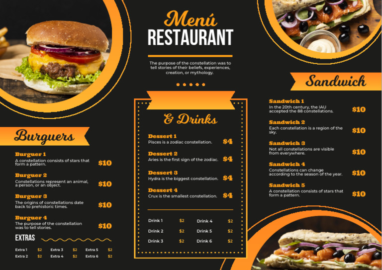 Starry Bites Menu | PDF | Constellation | Hamburgers