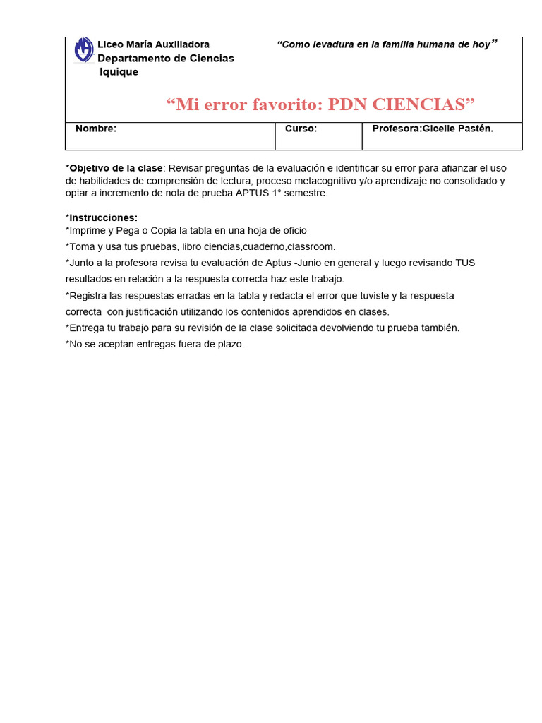 2023 MI ERROR FAVORITO - Retroalimentación de Prueba Aptus | PDF