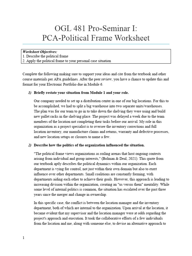 4 Political Frame Worksheet | PDF | Cognition | Social Psychology