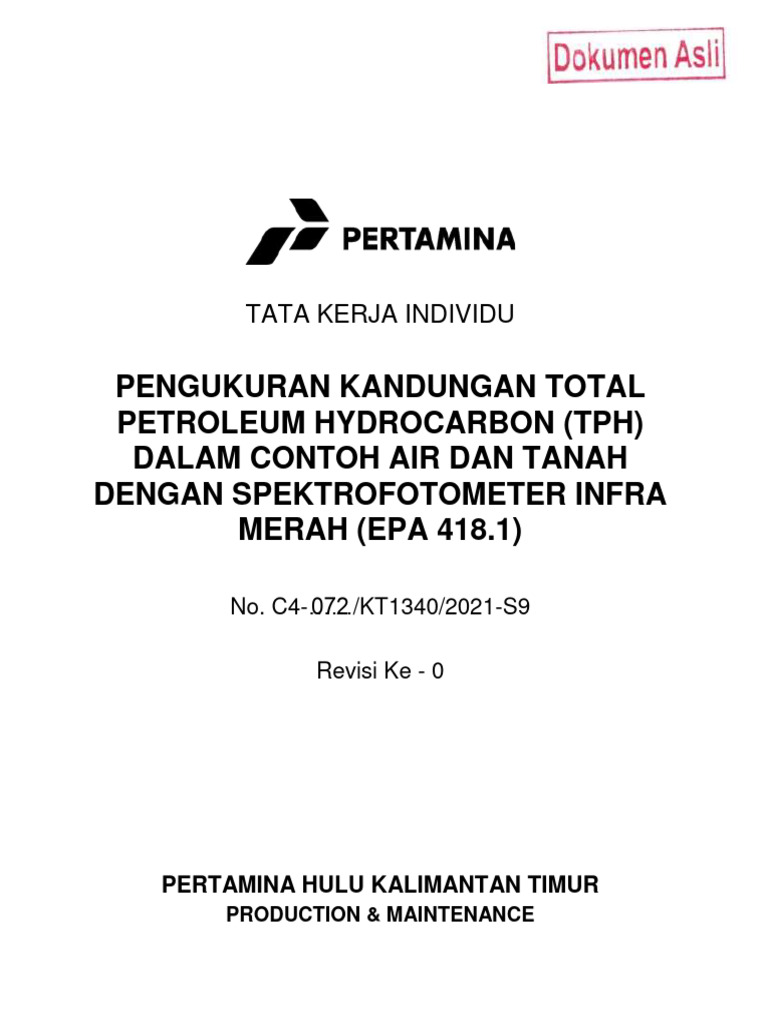 Pengukuran TPH dengan Spektrofotometer | PDF