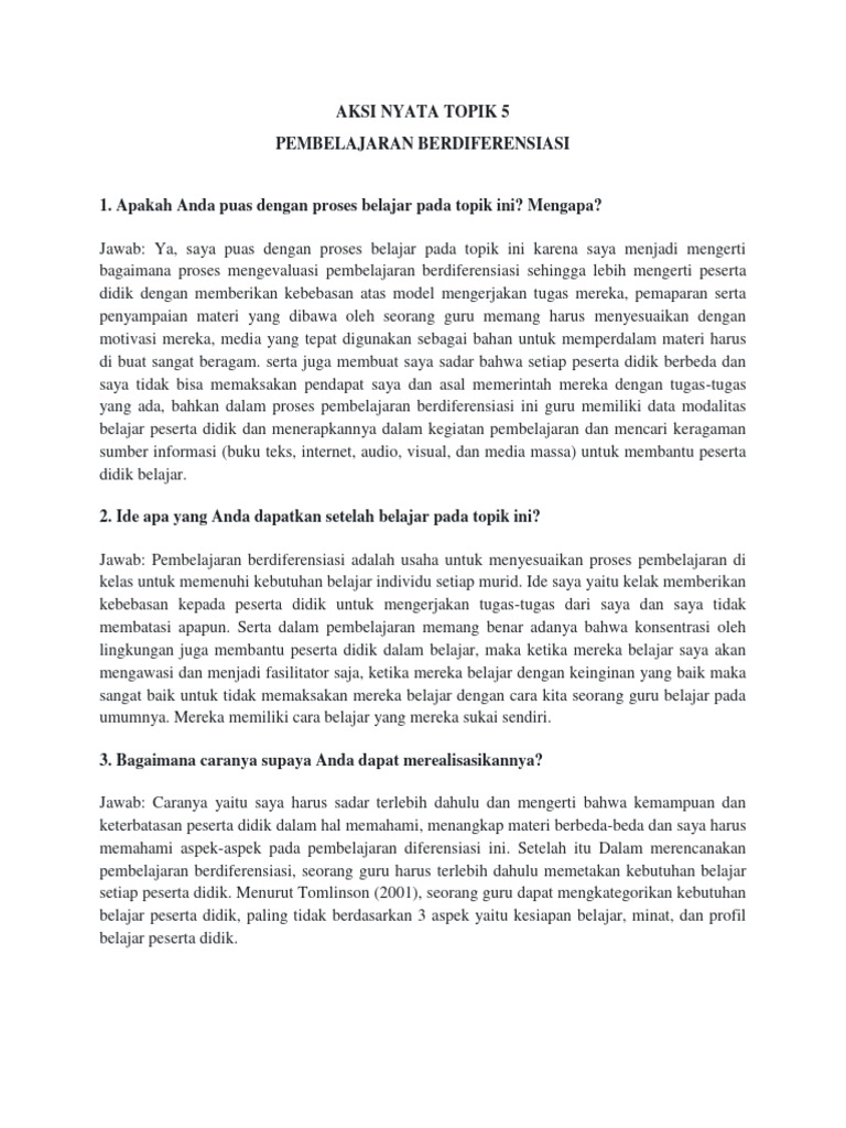 Aksi Nyata - Topik 5 - Nur Lengkap Pandiangan | PDF