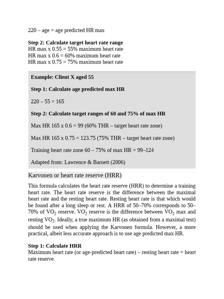 Target Heart Rate Calculation Guide | PDF | Heart Rate | Clinical Medicine