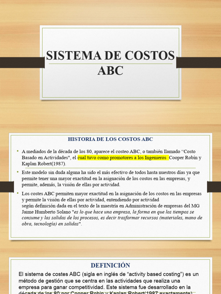 SISTEMA DE COSTOS ABC Grupo A | PDF | Business | Costo