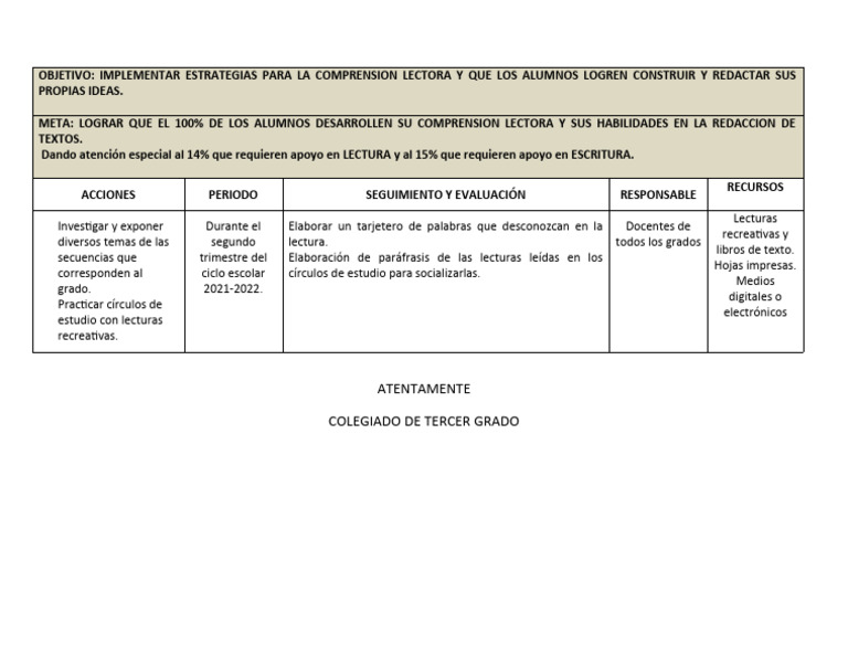 Estrategia de Comprension Lectora Tercer Grado | PDF