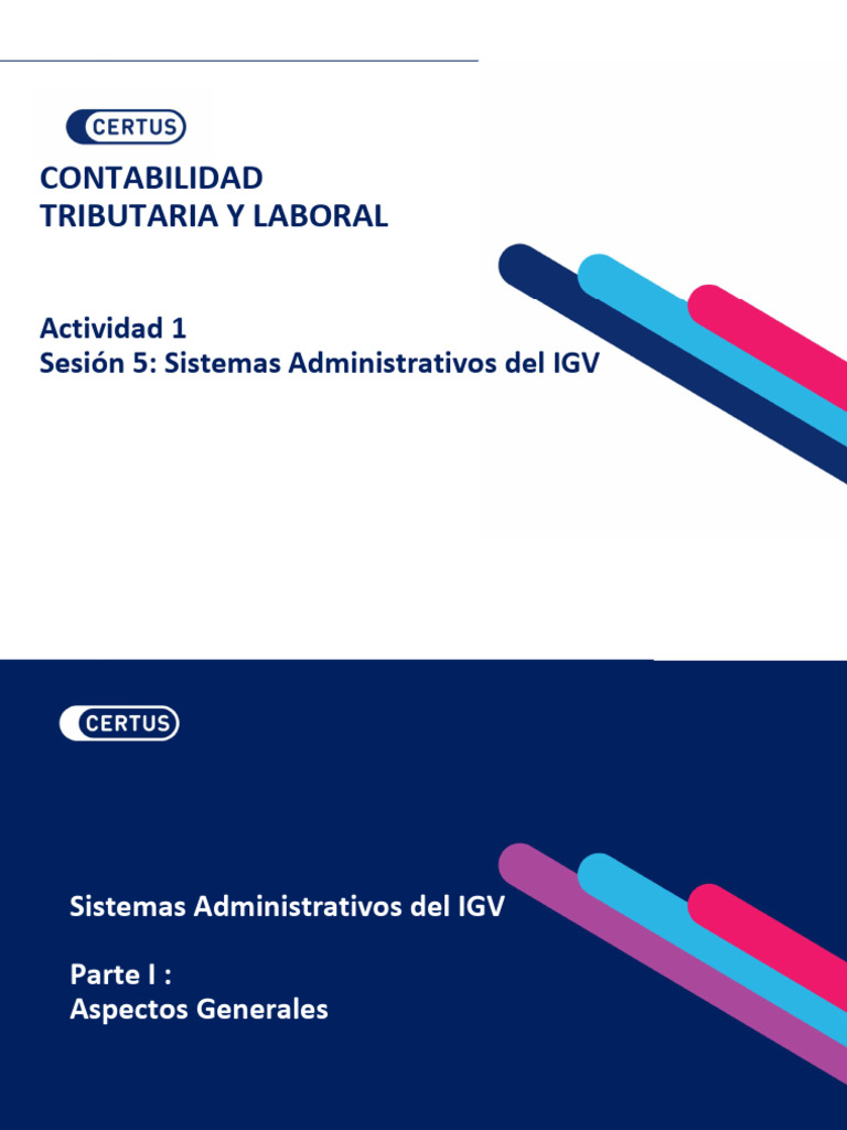 CERTUS 2024I CONT TRIBU-LAB Sesion 5 Sistemas Administrativos IGV | PDF ...