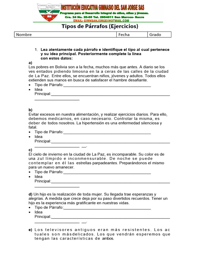 Tipos de Párrafos | PDF | Ciencias sociales