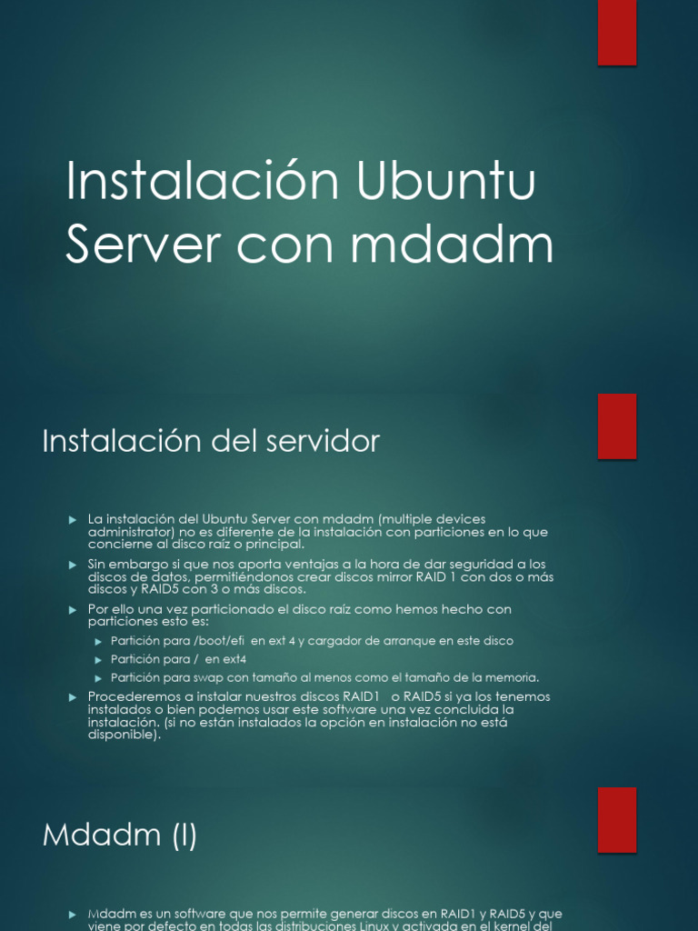 5 Instalación Ubuntu Server Con Mdadm v2 | PDF | Arranque | Software