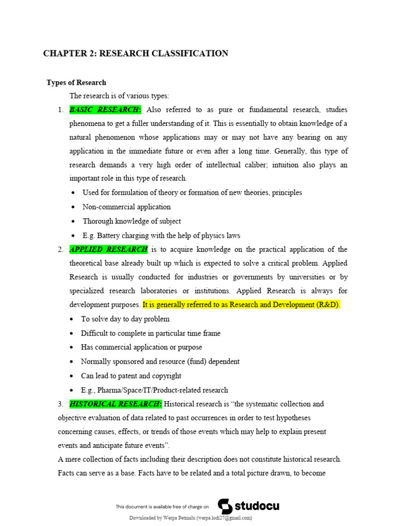 Chapter 2 Research Classification Accounting Research Methods | PDF ...