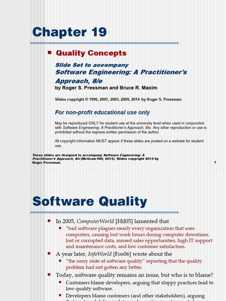 Chapter 19 - Quality Concepts | PDF | Reliability Engineering | Software