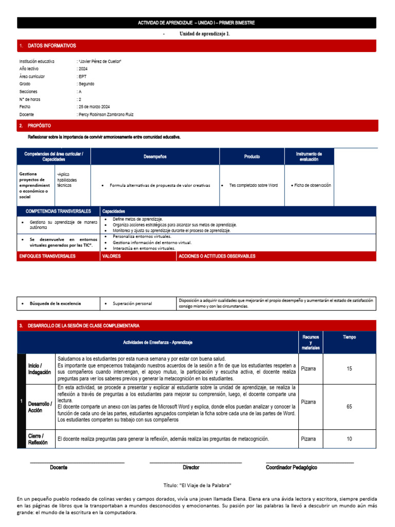 Actividad Ept Segundo 01 Pdf Aprendizaje Maestros