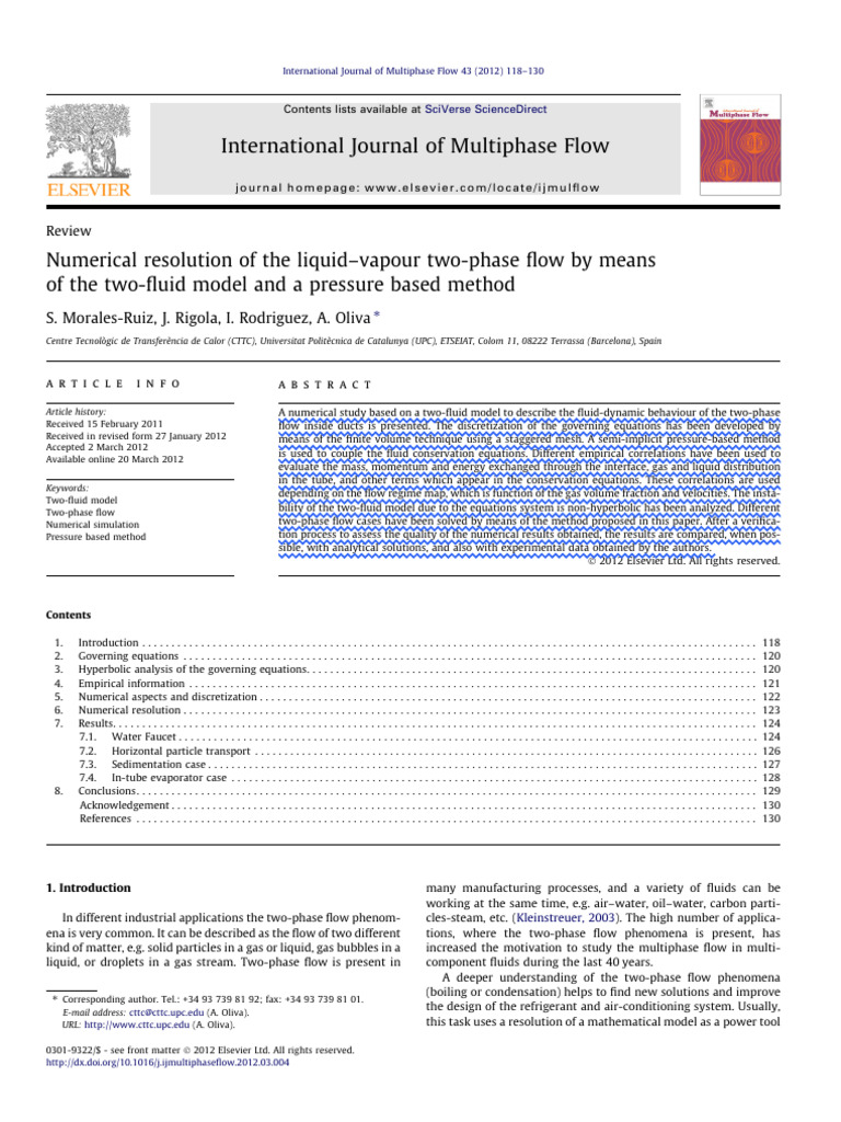 Two-Fluid Model for Two-Phase Flow Simulation | PDF | Fluid Dynamics | Gases