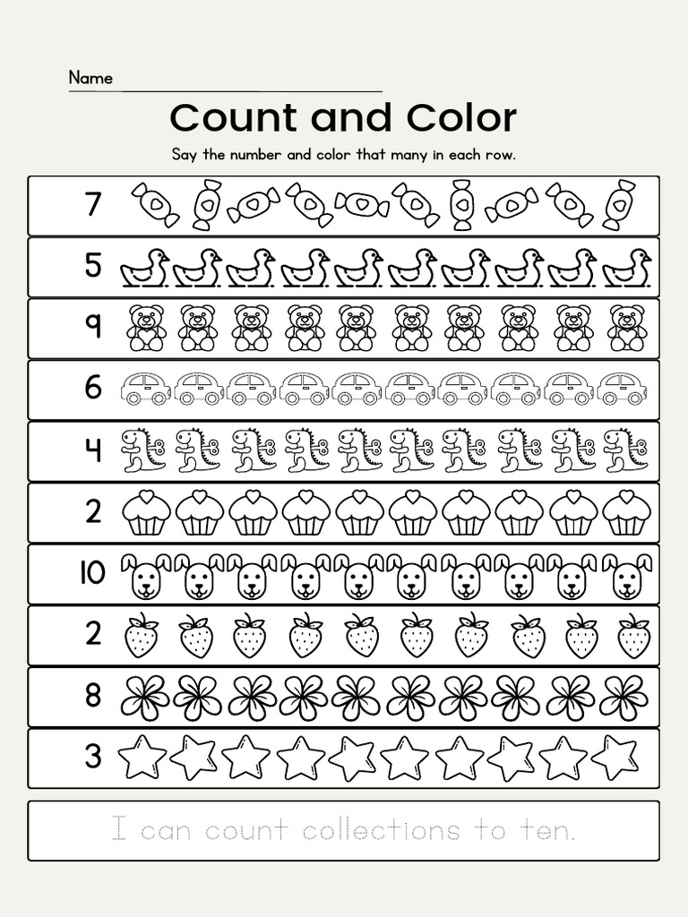 Count and Color Numbers To 10 Worksheet | PDF
