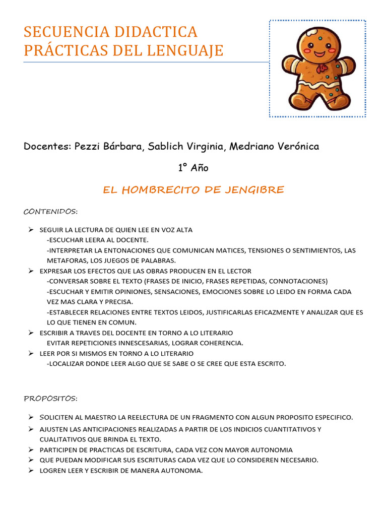 Secuencia El Hombrecito de Jengibre - Final | PDF | Artes del Lenguaje ...