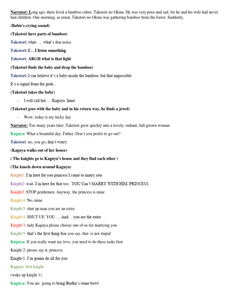 SCRIPT The Bamboo Cutter and The Moon Child OFICIAL | PDF