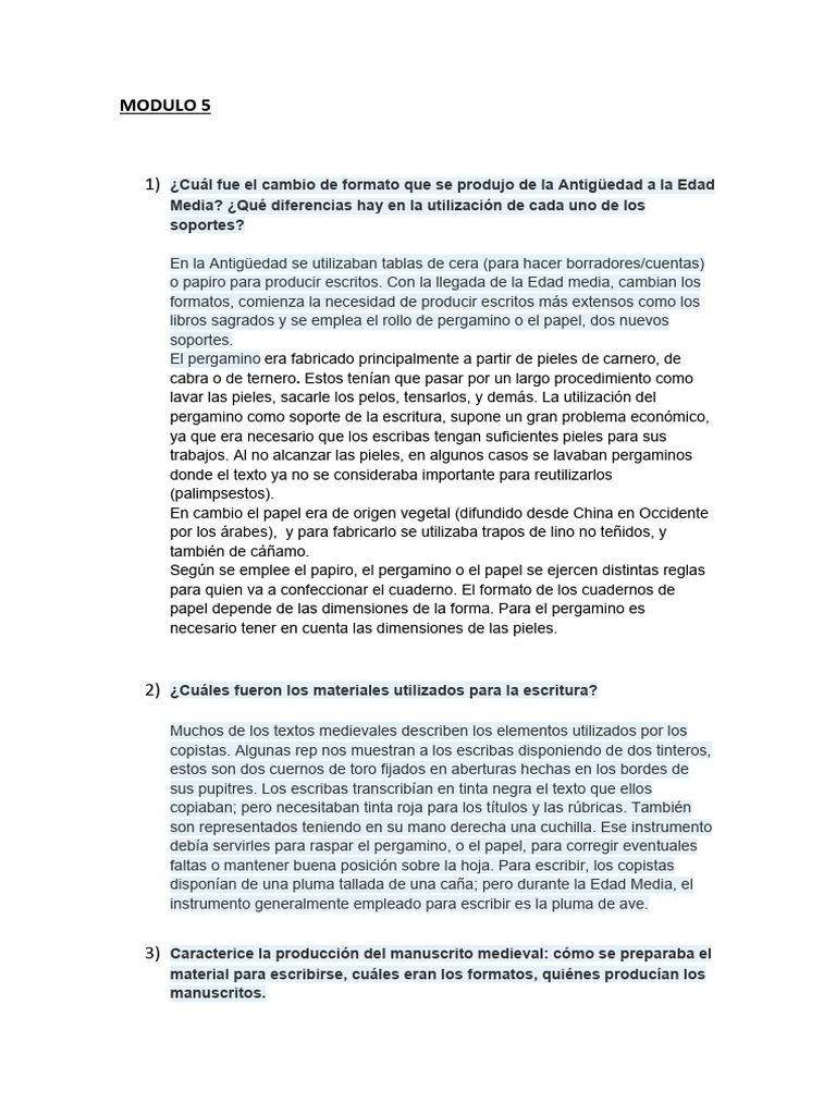 Modulo 5 | PDF | Papel | Manuscrito