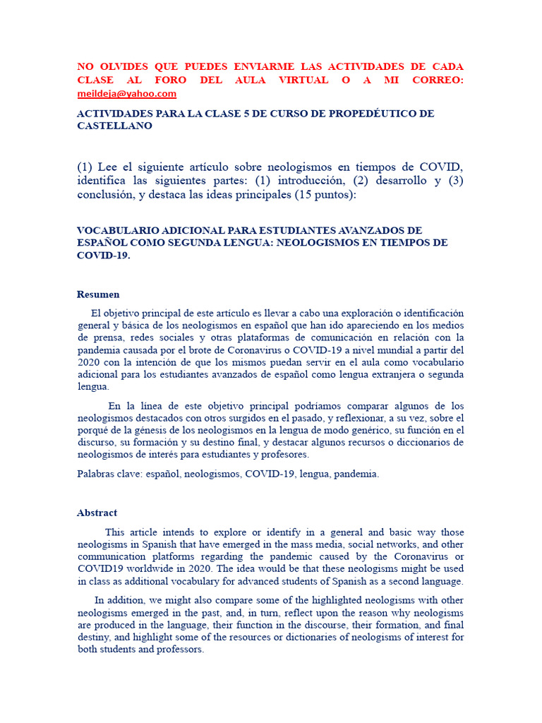 Tarea V Castellano | Descargar gratis PDF | Léxico | Sociedad