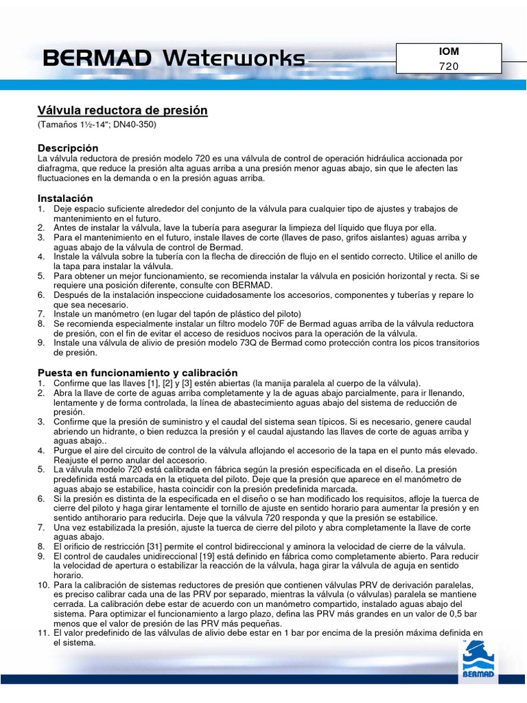 Mantenimiento VRP | PDF | Válvula | Presión