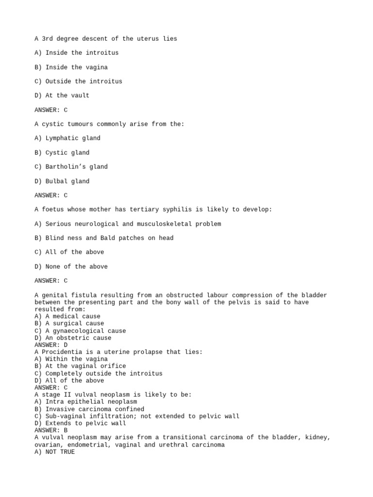 Questions Gynecology Rnur461 Firstsem Regular Accra Default For | PDF | Vagina | Menstrual Cycle