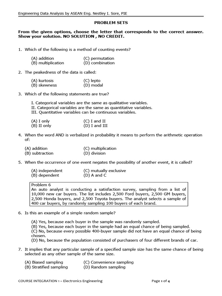 EDA Problem Sets | PDF | Standard Deviation | Sampling (Statistics) EDA Problem Sets | PDF | Standard Deviation | Sampling (Statistics)