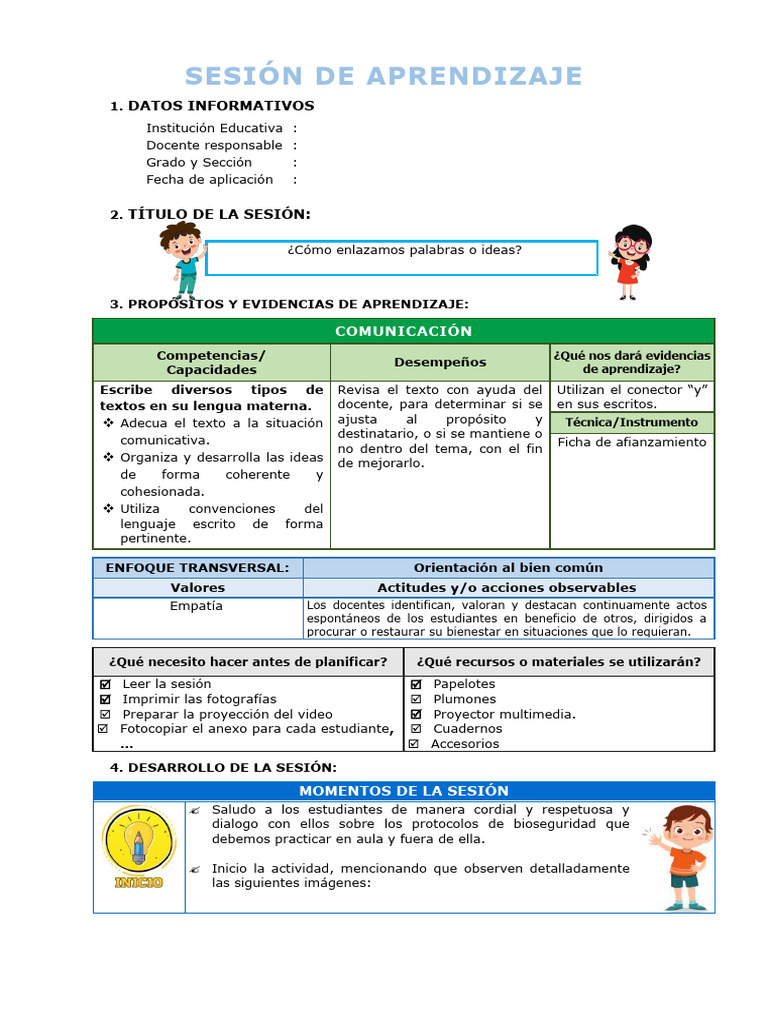 Actividades con el conector "y" para 1° grado | PDF | Aprendizaje ...