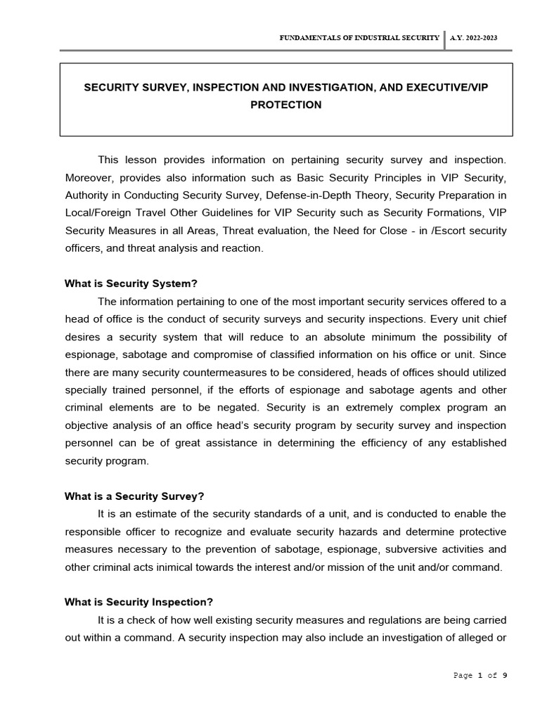 Chapter 6 Security Survey Inspection and Investigation | PDF | Police | Securities