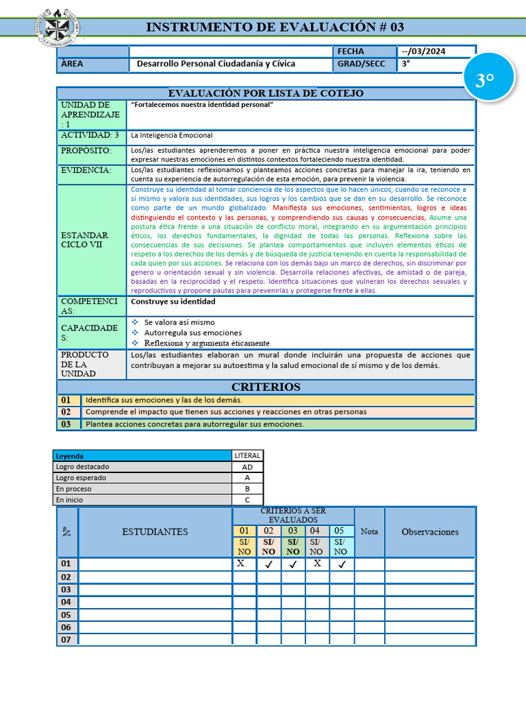 3º DPCC - LC Act.3 Uni 1 Sem 03 - 2023 | PDF | Las emociones | Inteligencia emocional