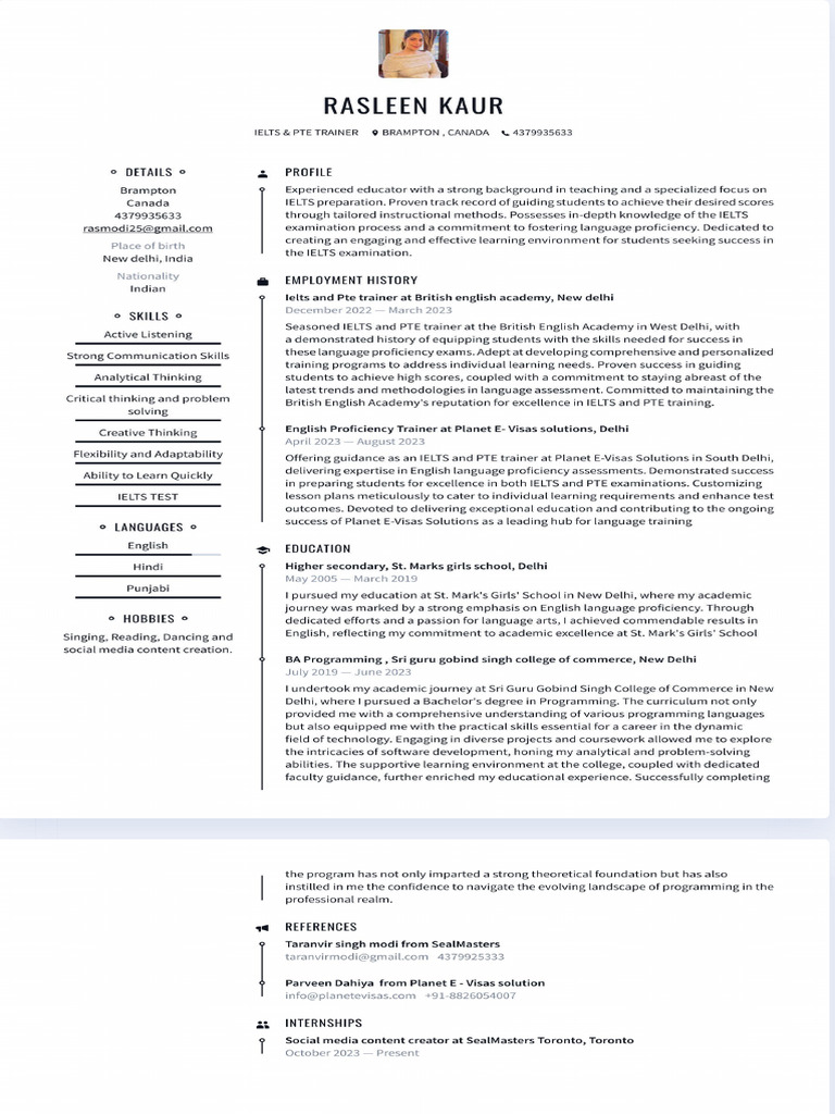 Rasleen Kaur Resume | PDF