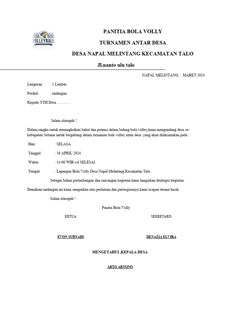 Undangan Turnamen-1 | PDF