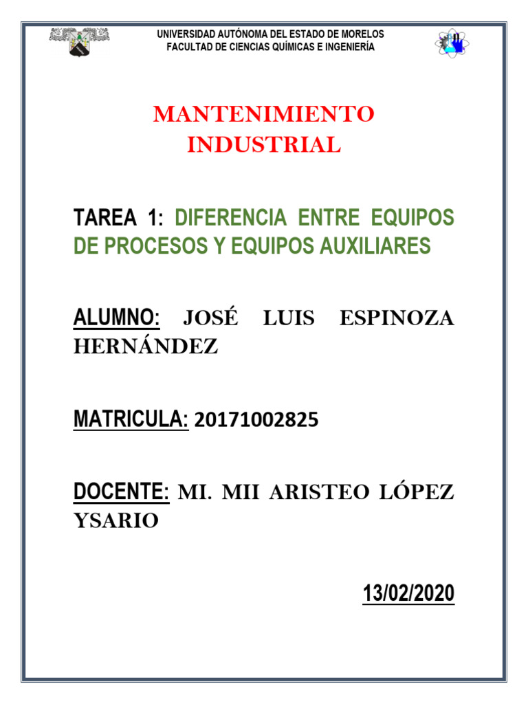 Diferencias entre Equipos de Procesos y Auxiliares | PDF | Ingeniería ...